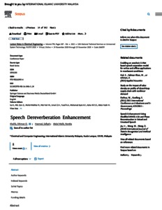 Speech dereverberation enhancement - IIUM Repository (IRep)